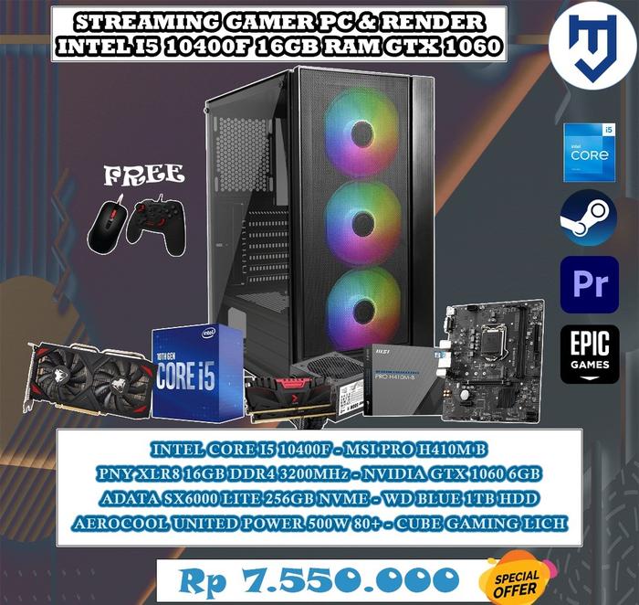 Jual STREAMING GAMER PC & RENDER INTEL I5 10400F 16GB RAM GTX 1060 - Kota Semarang - MJ ...