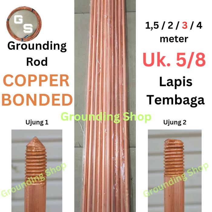 Jual Rod Copper Bonded 5/8 x 3 Meter / Stik Grounding Rod Copper Bonded ...