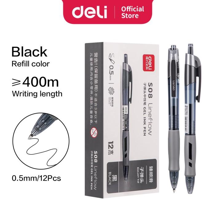 Jual Deli Gel Pen Pulpen Gel Retractable 0.5mm 3 Warna Bullet Tip S08 ...
