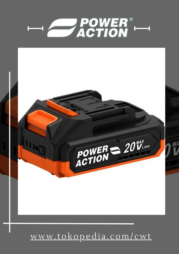 Jual Battery Cordless 20V Power Action 2.0aH BP20 baterai bor cordless ...