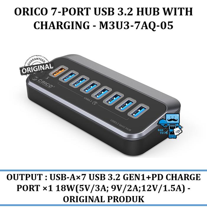 Promo Orico 7-Port Usb 3.2 Hub With Charging - M3u3-7aq-05 - Original ...