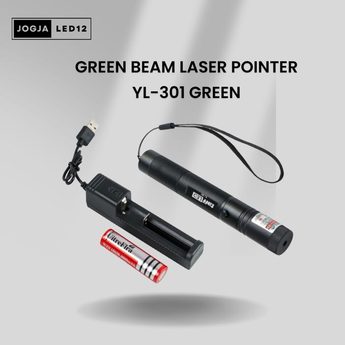 Promo Green Beam Laser Pointer 1MW 532NM Baterai + Charger - Green ...