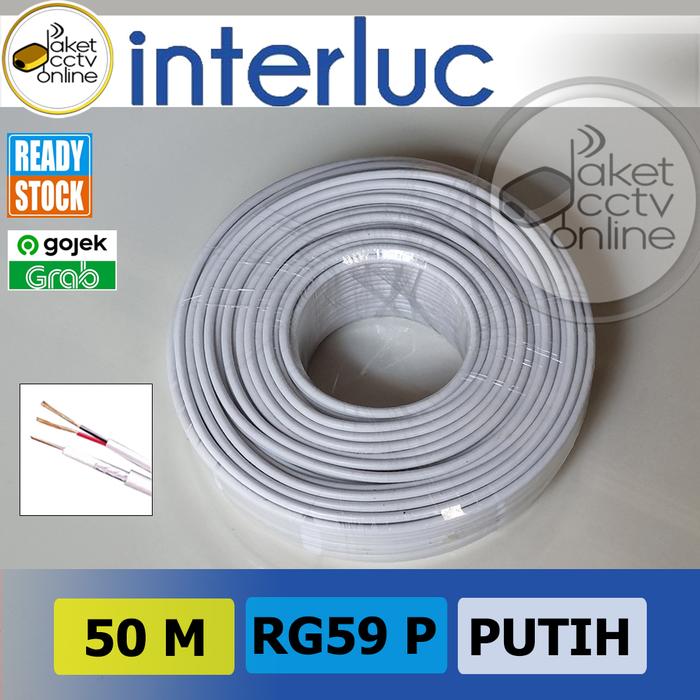 Jual Kabel CCTV RG59 RG59P Putih 50M 50 Meter EDGE 1 Roll Coaxial Power ...