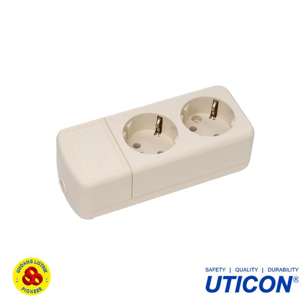 Jual Uticon Stop Kontak Arde 2 Lubang ST-128 N dengan Panel Kabel ...