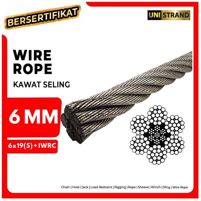 Jual Wire Rope / Kawat Seling 6mm 6x19 (S) + IWRC Ungalvanised UNISTRAND - Kota Surabaya ...