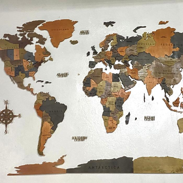 Jual World Map 3D Wall Decor | Hiasan Dinding Peta - Kab. Bogor - Laser ...