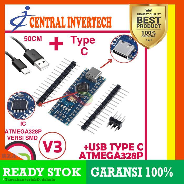 Jual ARDUINO NANO V3.0 ATMEGA328P TYPE-C PLUS KABEL CH340 HQ IC ...