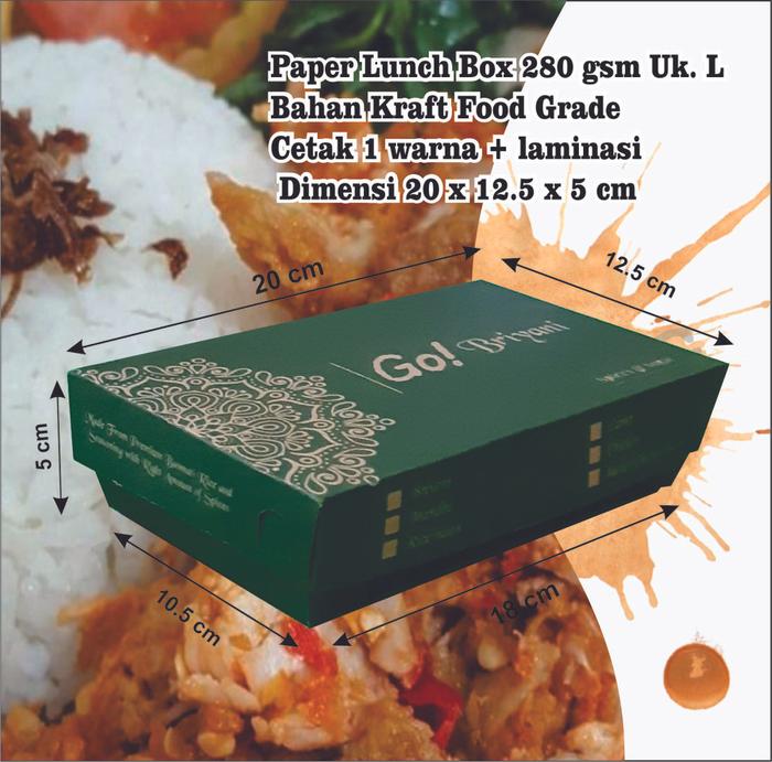 Jual Paper Lunch Box Size L Bahan Kraft 290 GSM + Cetak 1 Warna ...