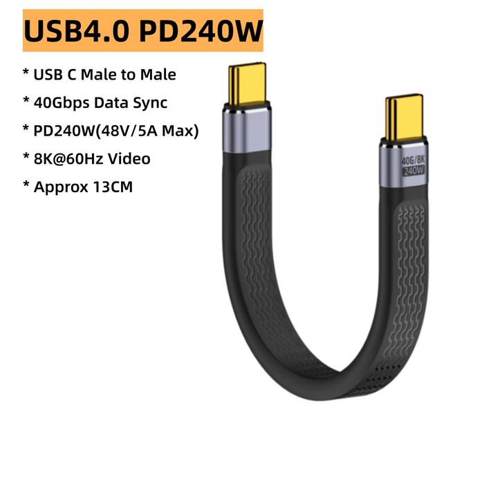 Jual Usb 4.0 Gen3 Fpc Short Cable Pd 240w 5a Usb C To Type C 40gbps 8k@60hz - 10gbps A-c Di ...