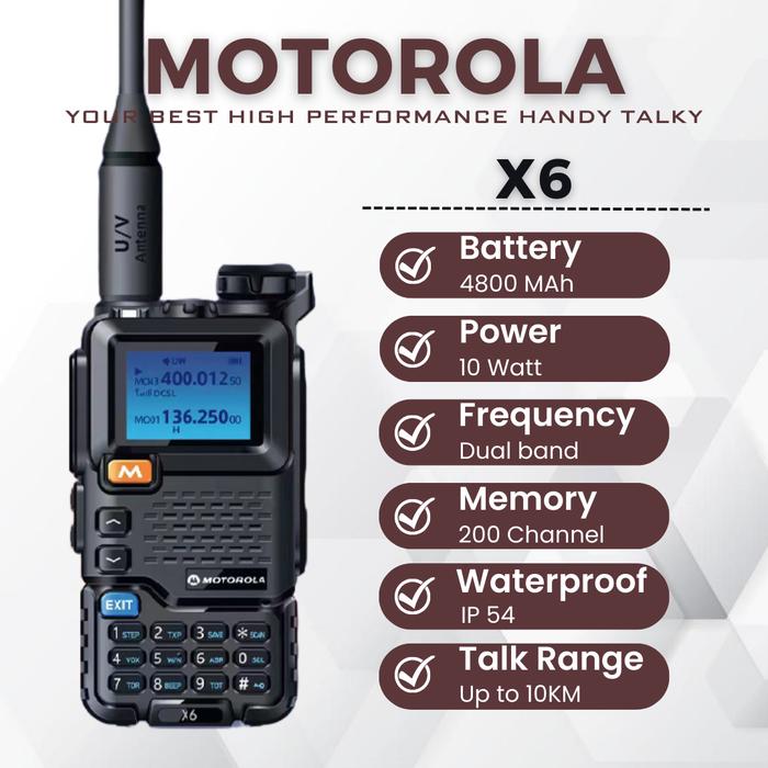 Jual Radio HT Motorola X6 Dual Band UHF VHF Walkie Talkie 10 Watt 4800 ...