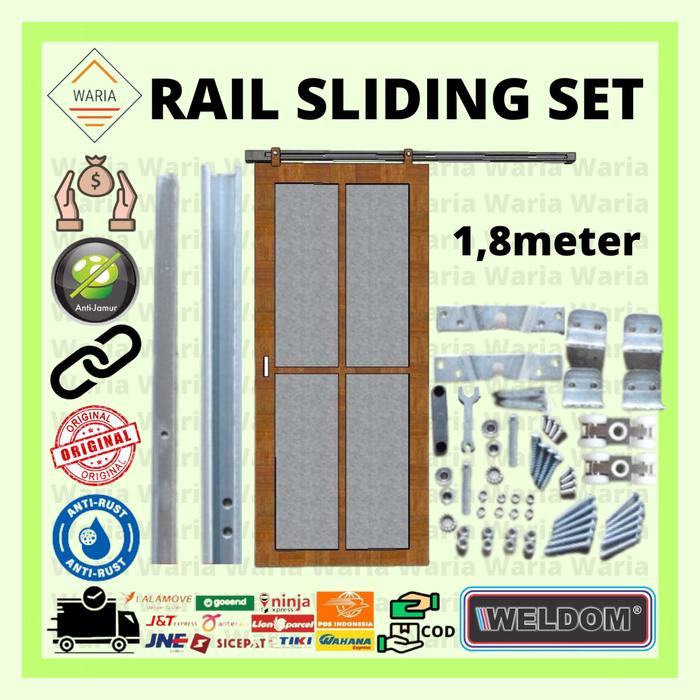 Jual Rail Sliding Pintu Geser Besi J3 180cm WELDOM / Rail Sliding ...