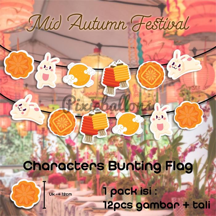 Jual MID AUTUMN FESTIVAL CHARACTERS BUNTING FLAG BANNER BENDERA ...