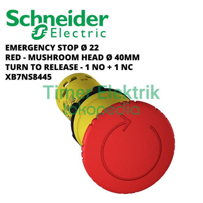 Jual Shcneider EMERGENCY STOP Ø22 Red mushroom head Ø40mm 1NO+1NC ...