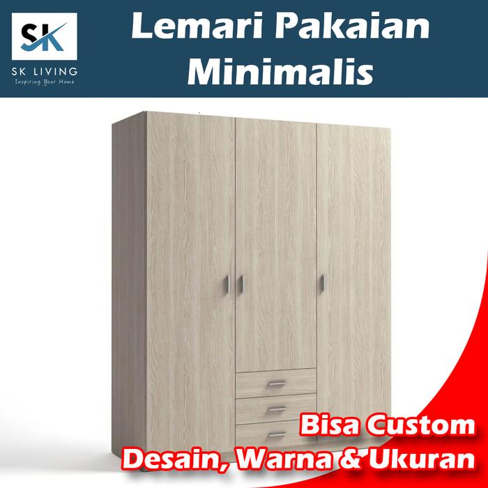 Jual Lemari Baju | Almari Pakaian Minimalis 3 Pintu Custom Model 4 ...