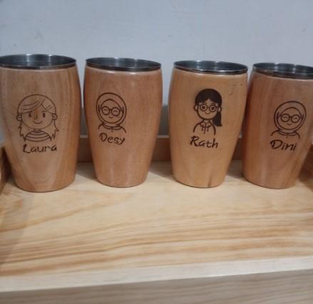 Jual Gelas Custom Bisa Grafir Gelas Mug Kayu STAINLESS STEEL - Kota ...