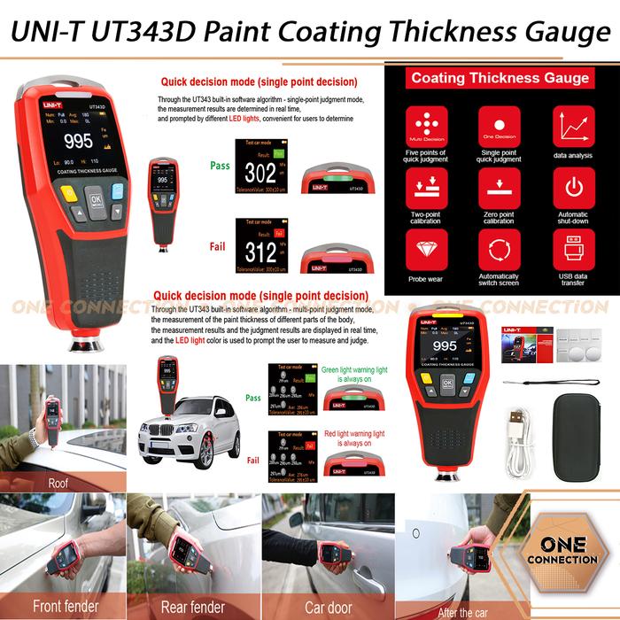 Jual UNI-T UT-343D/ UT343D Paint Coating Thickness Gauge Ukur Ketebalan ...
