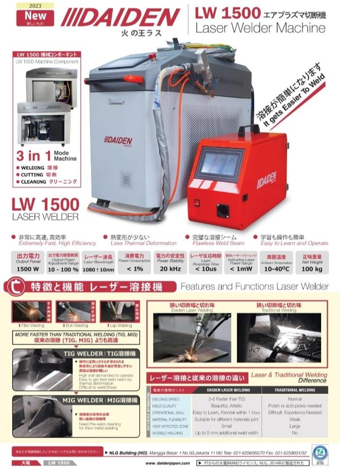 Jual MESIN LAS LASER TIG MIG DAIDEN LW1500 LASER WELDING WELDER MACHINE ...