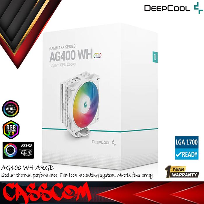 Jual Deepcool AG400 White A-RGB Efficient 4 Heat Pipes CPU Cooler ...