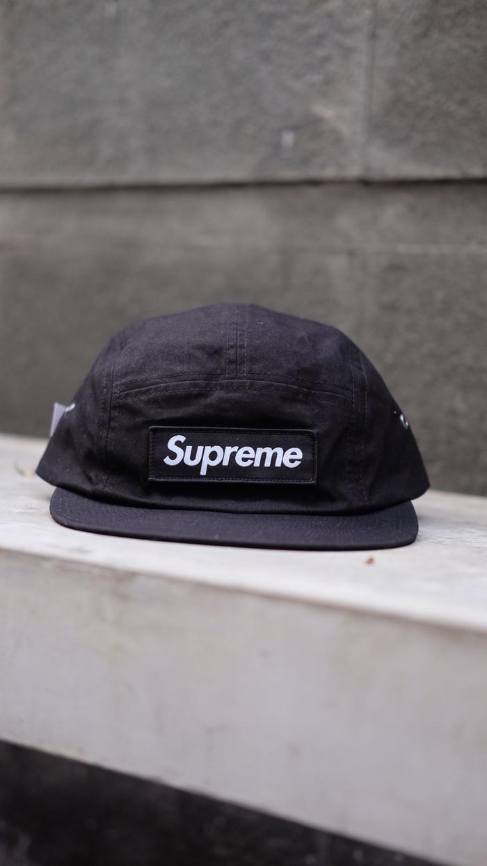 Jual Supreme Waxed Cotton Camp Cap Black FW23 Original - Jakarta ...