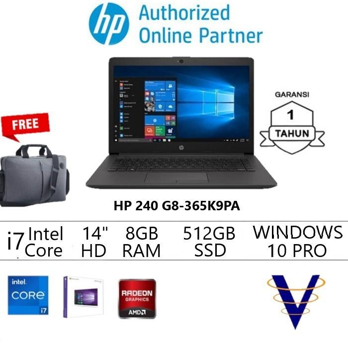 Promo Laptop HP 240 G8 Core i7-1065G7 8GB 512GB SSD 14" HD Win 10 Pro ...