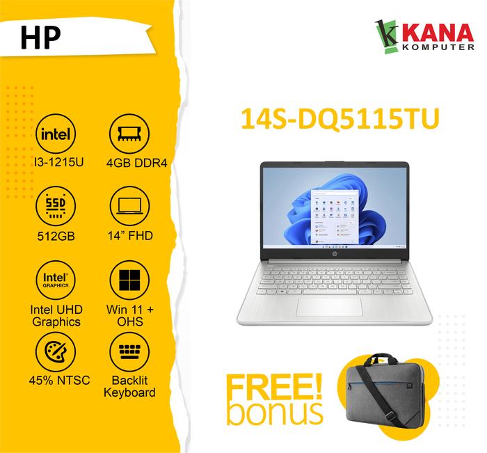 Jual HP 14S DQ5115TU I3-1215U/4GB/512SSD/14" FHD/Win 11/OHS 2021 - Kab ...