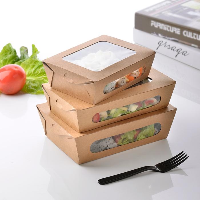 Jual Lunch Box Paper Kraft Brown Jendela Mika Kotak Makan (1 Pack Isi ...