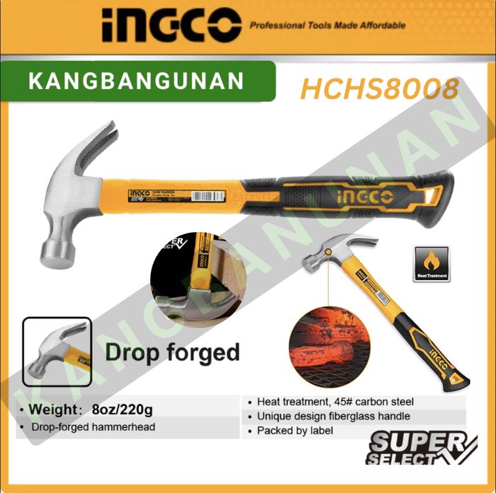 Jual Martil Tanduk 8 Oz GG Fiber Claw Hammer INGCO HCHS8008 Palu ...