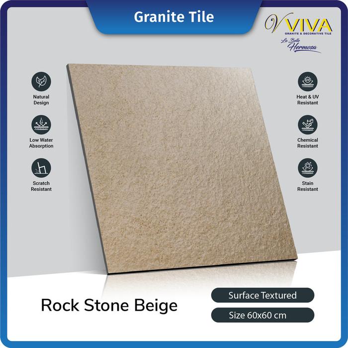Jual Viva Granite Tile Rock Stone Beige 60x60 Granit Kasar Keramik ...