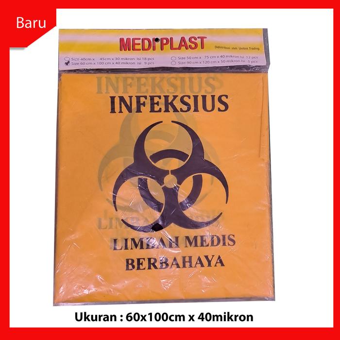 Jual Plastik sampah Medis logo Limbah infeksius berbahaya 60x100cm ...