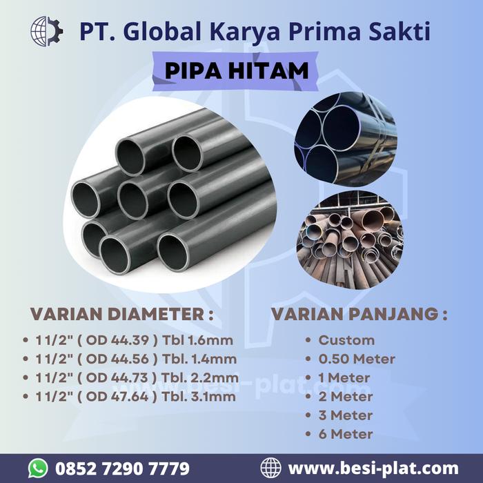Jual Pipa Hitam Diameter 1 1/2" ( OD 44.36 ) Tebal 1.6mm x 6 Meter ...