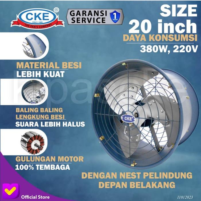 Jual Axial Blower 20 Inch 220v CKE Drum Fan Extra Low Noise 20" Heavy ...
