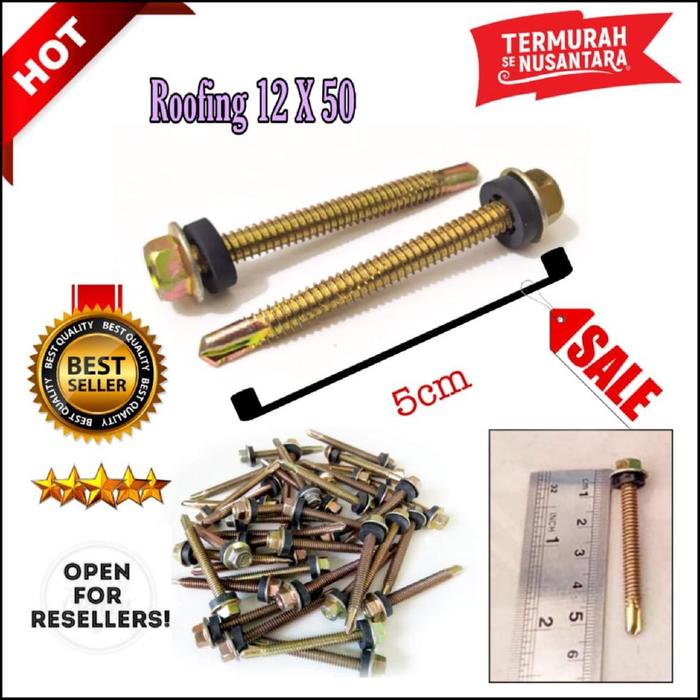 Jual Skrup Sekrup Baut Baud Roofing Baja Ringan Atap Plafon 5cm 12x50 ...