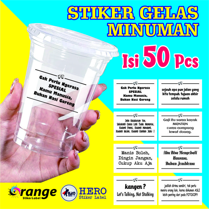 Jual STIKER KATA-KATA BUAT CUP MINUMAN, STIKER TRANSPARAN, STIKER CUP ...