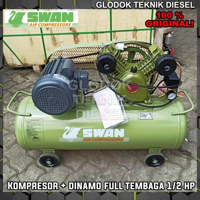 Jual Swan Air Compressor 1/2 HP + Dinamo Tembaga 0.5 HP Kompresor Angin ...