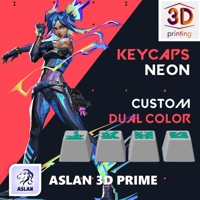 Jual NEON VALORANT AGENT 4 SKILLS ABILITIES KEYCAPS KEYCAP SET 3D Print ...