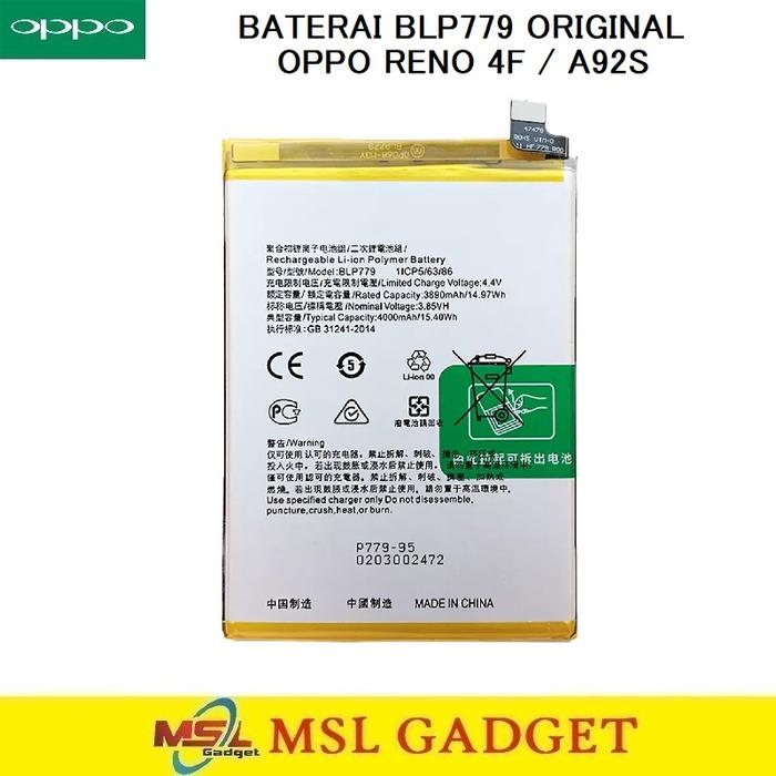 Promo Baterai Oppo Reno 4F / A92S BLP779 BLP-779 Original 100% - Kota Surabaya - MSL Gadget ...