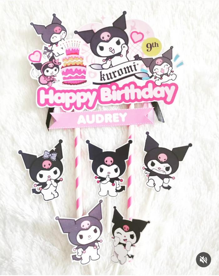 Jual Cake Topper Kuromi/ Topper kue kuromi / Topper kue custom Kuromi ...