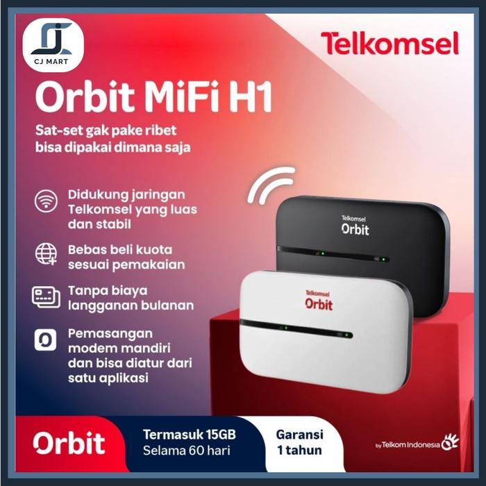 Jual Modem Orbit Mifi H1 4g Lte Unlock Free Kuota Telkomsel Orbit 15gb ...