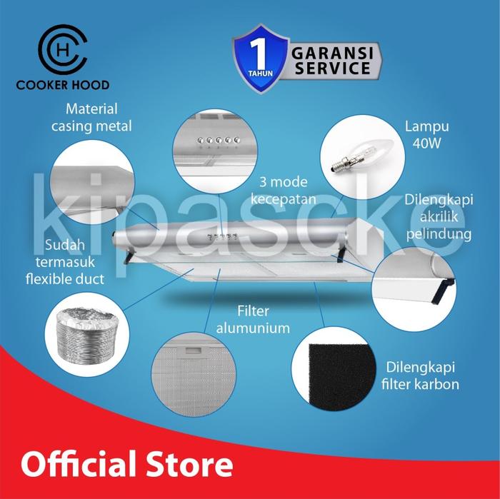 Jual Cooker Hood 60 Cm Exhaust Fan Hood Blower Hisap Heavy Duty ...
