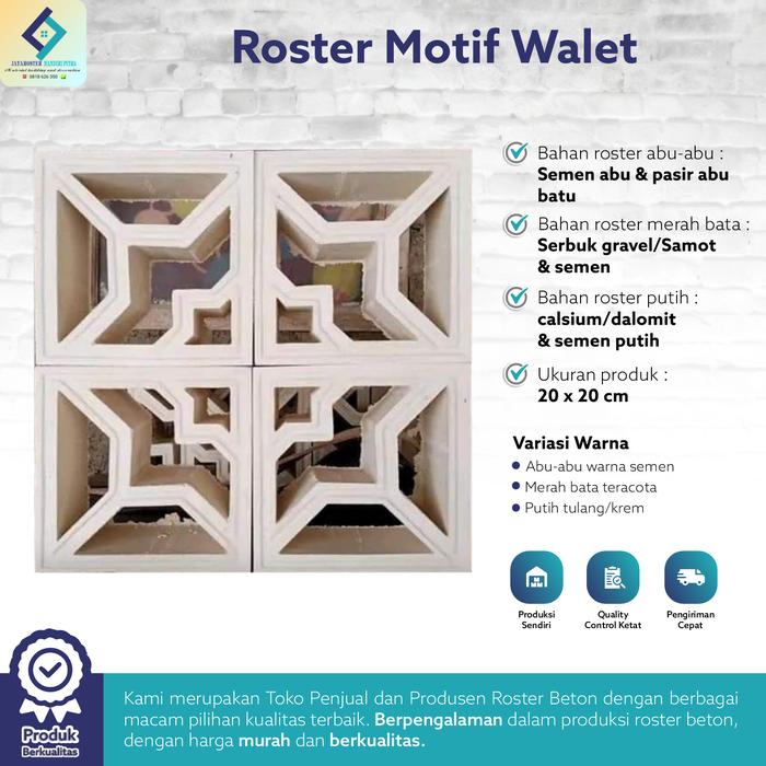 Jual Roster Beton Loster Ventilasi Motif Walet Terbaru Ukuran 20x20cm ...