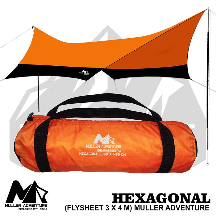 Jual flysheet tenda hexagonal size 3x4 meter hexagonal kombinasi muller ...
