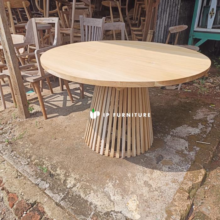 Jual Meja makan bundar minimalis Nonfinishing/Meja makan bundar kayu ...