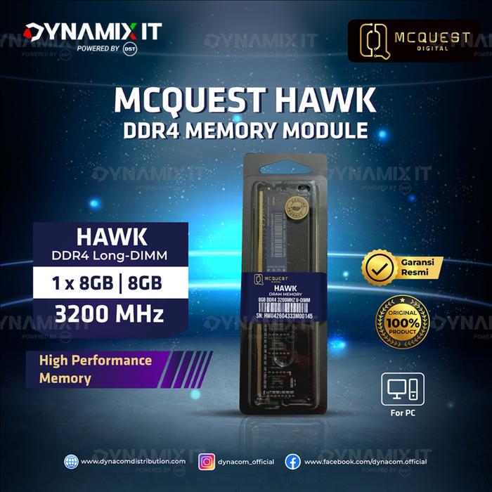 Jual MCQUEST HAWK 8GB DDR4 3200MHz RAM Memory Module - Kota Surabaya ...