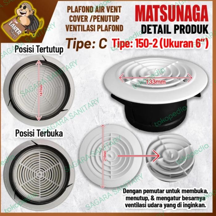 Jual matsunaga 6" tutup ventilasi udara plafon 6 in ABS tebal wall ven ...