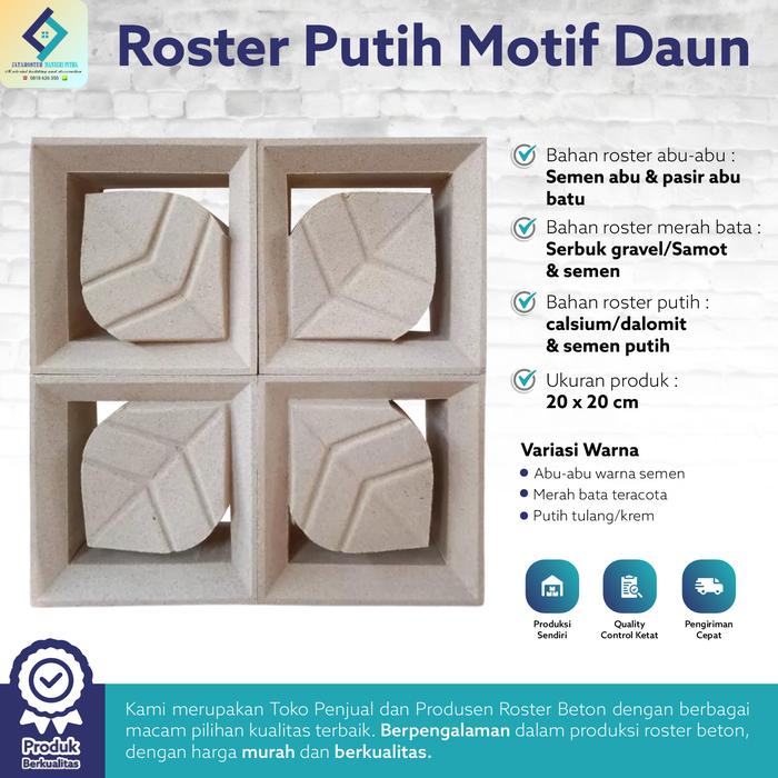 Jual Roster Beton Loster Ventilasi Putih Motif Daun Ukuran 20x20cm ...