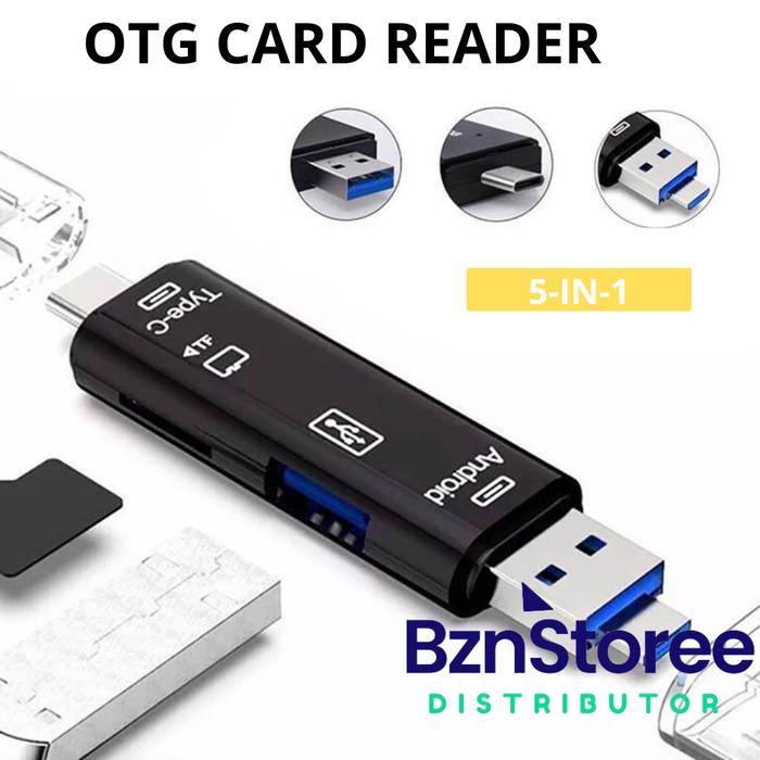 Jual Card Reader 5 in 1 Type C Micro USB TF Memory Card OTG - Jakarta ...