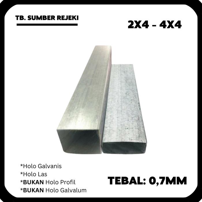 Jual BESI HOLO HOLOW HOLLOW GALVANIS 2x4 4x4 Tebal 0,7MM 07 MM - 4Mtr/pcs - 2 x 4 - Jakarta ...