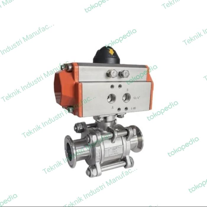 Jual Ball valve Sanitary Pneumatic Actuator 1" inch Koneksi Ferrule ...