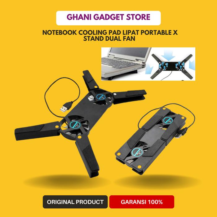 Promo Cooling Pad Notebook Laptop Lipat Portable X Stand Dual Fan Dua ...