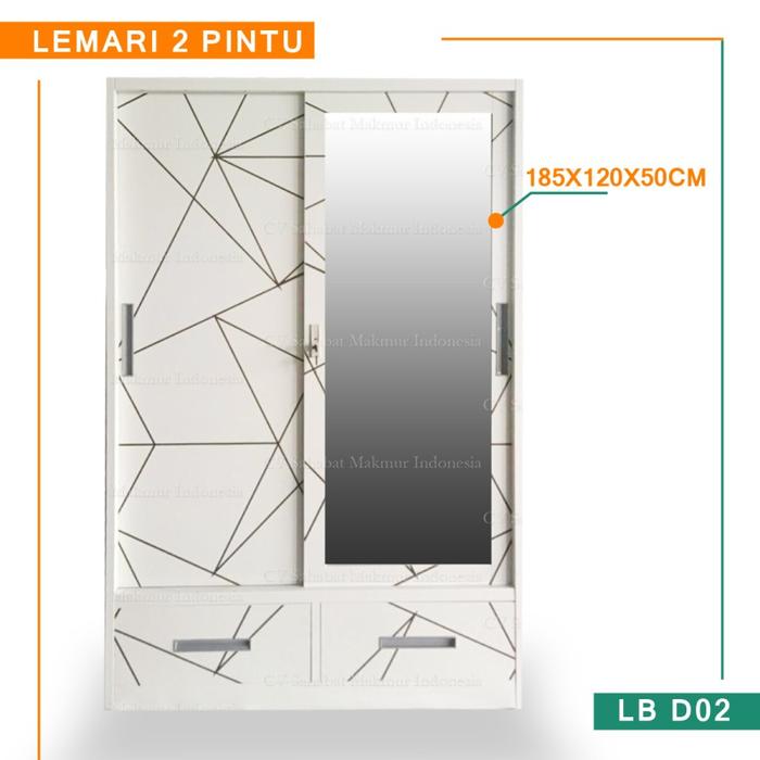 Jual LEMARI PAKAIAN 2 PINTU JUMBO SLIDING ALMARI BAJU BESI METAL LB-D02 ...